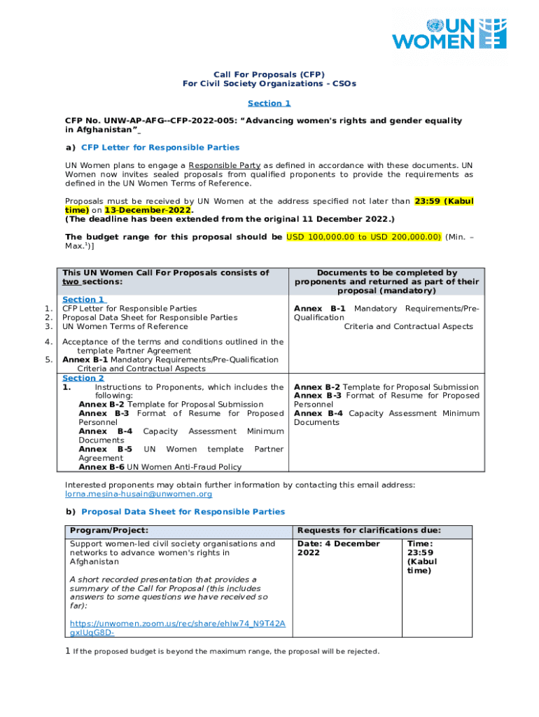 Call for proposal: Advancing women's rights and gender ...