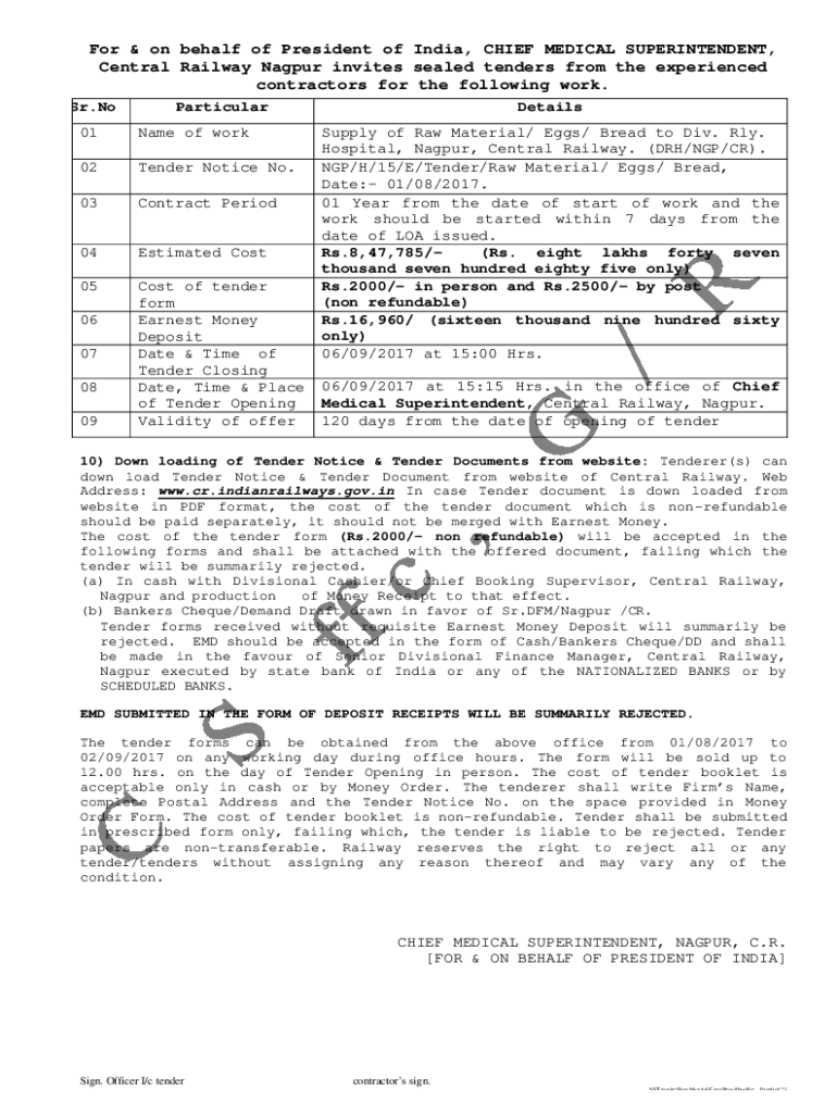 Fillable Online 5 Tender form Mannual 17-18 Fax Email Print - pdfFiller
