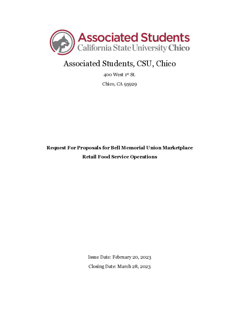 Fillable Online as csuchico Requests For Proposals - Associated ...