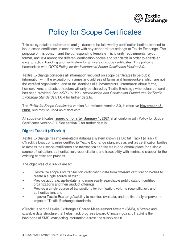 Fillable Online Policy for Scope Certificates Fax Email Print - pdfFiller
