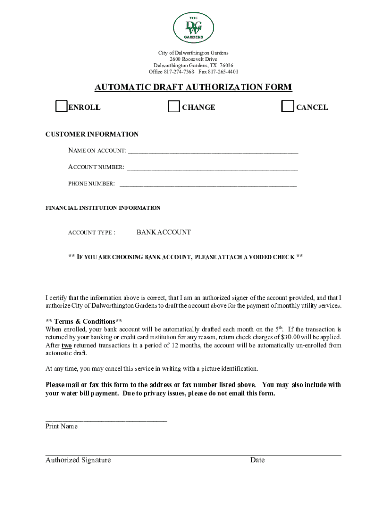 Fillable Online Automatic Draft Form8.2022.docx Fax Email Print - pdfFiller