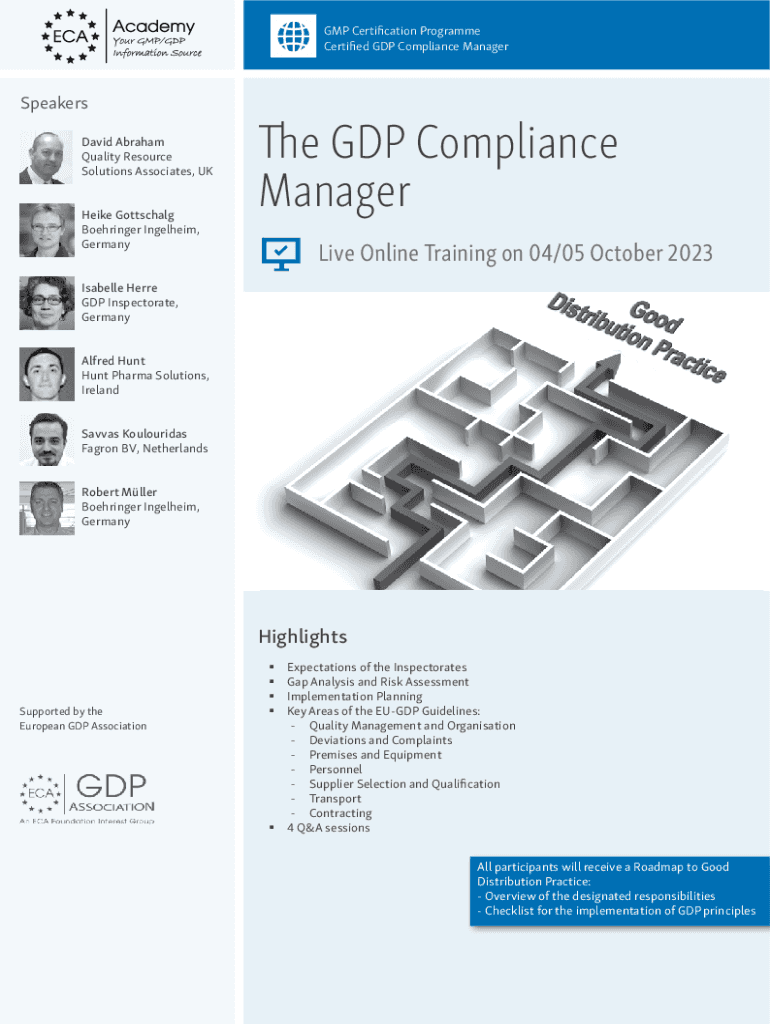 Fillable Online The GDP Compliance Manager - Live Online Training Fax ...