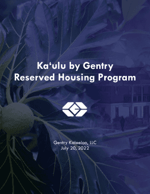 Fillable Online Ka'ulu by Gentry Reserved Housing Program Fax Email ...