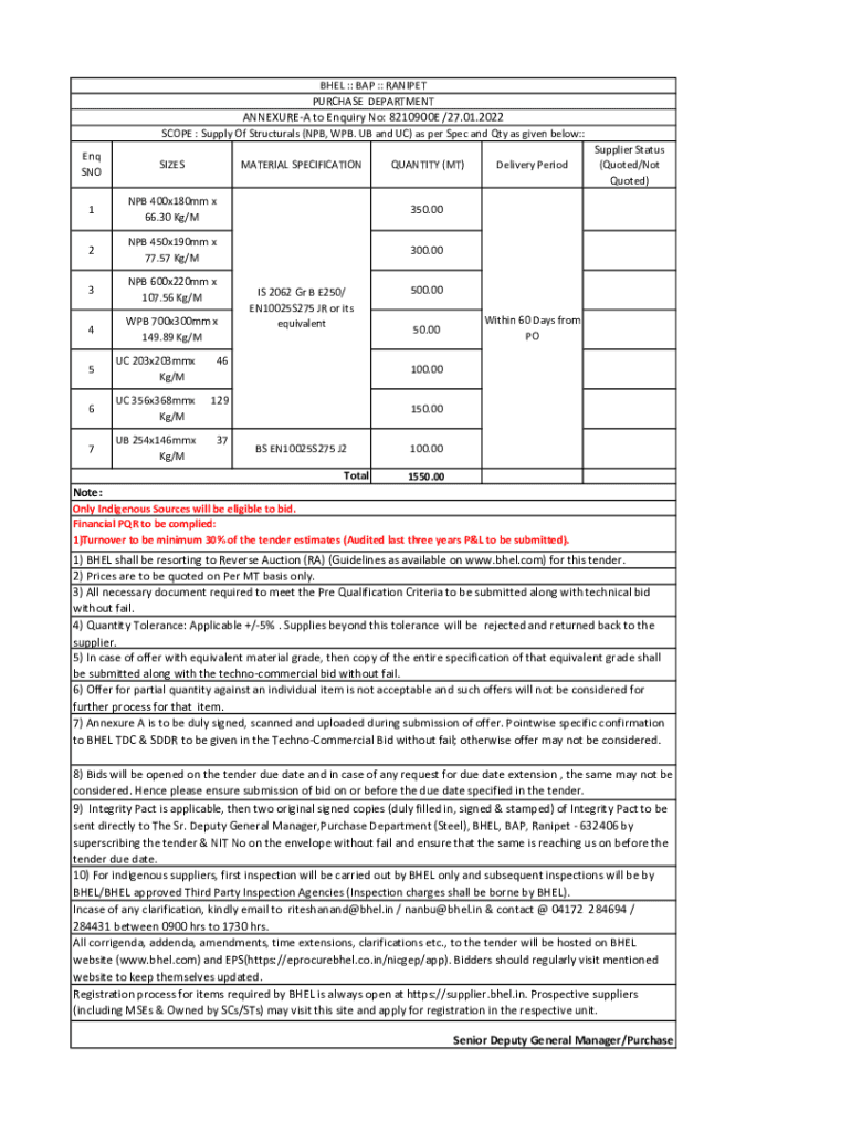 Fillable Online Registration process for items required by BHEL is always ... Fax Email Print ...
