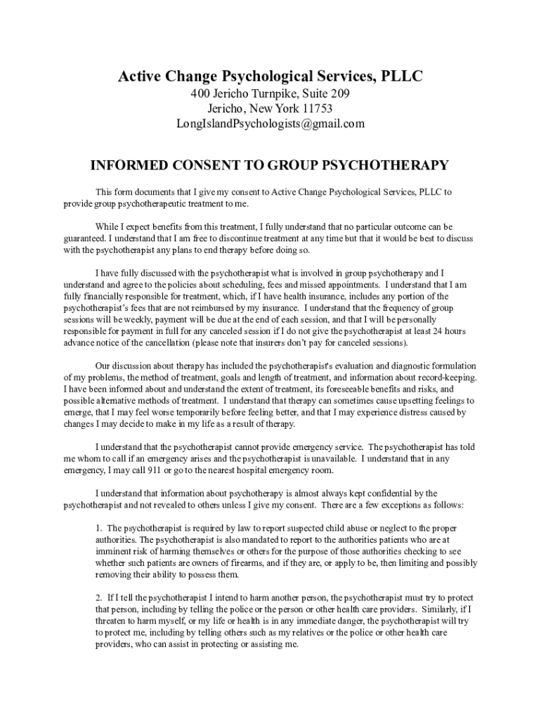 Fillable Online Intake / Informed Consent Form - Complete and email back to Fax Email Print ...