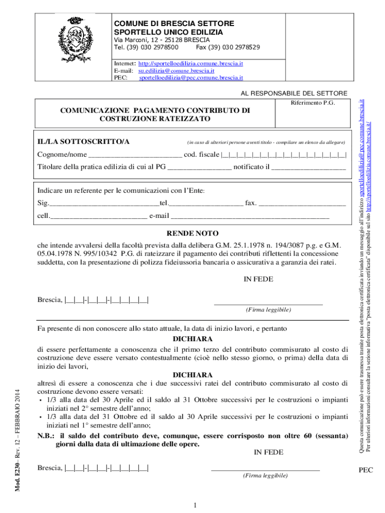 Compilabile Online E060 dichiarazione di fine lavori e richiesta di ...