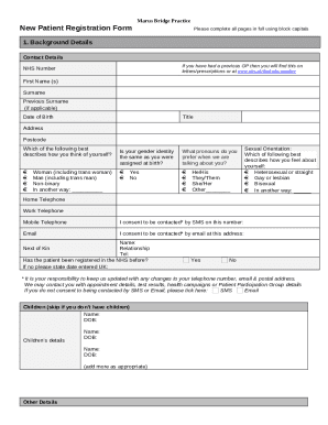 New Patient Registration - Windmill Surgery Doc Template | pdfFiller