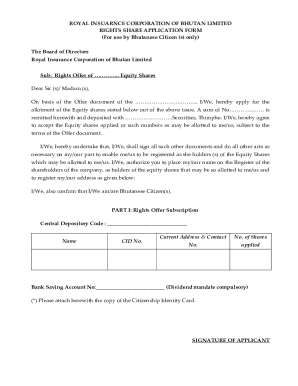 Fillable Online Rights Share Application Form Fax Email Print - pdfFiller