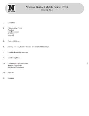 Fillable Online Standing Rules of the Robert Gray Middle School PTA Fax ...