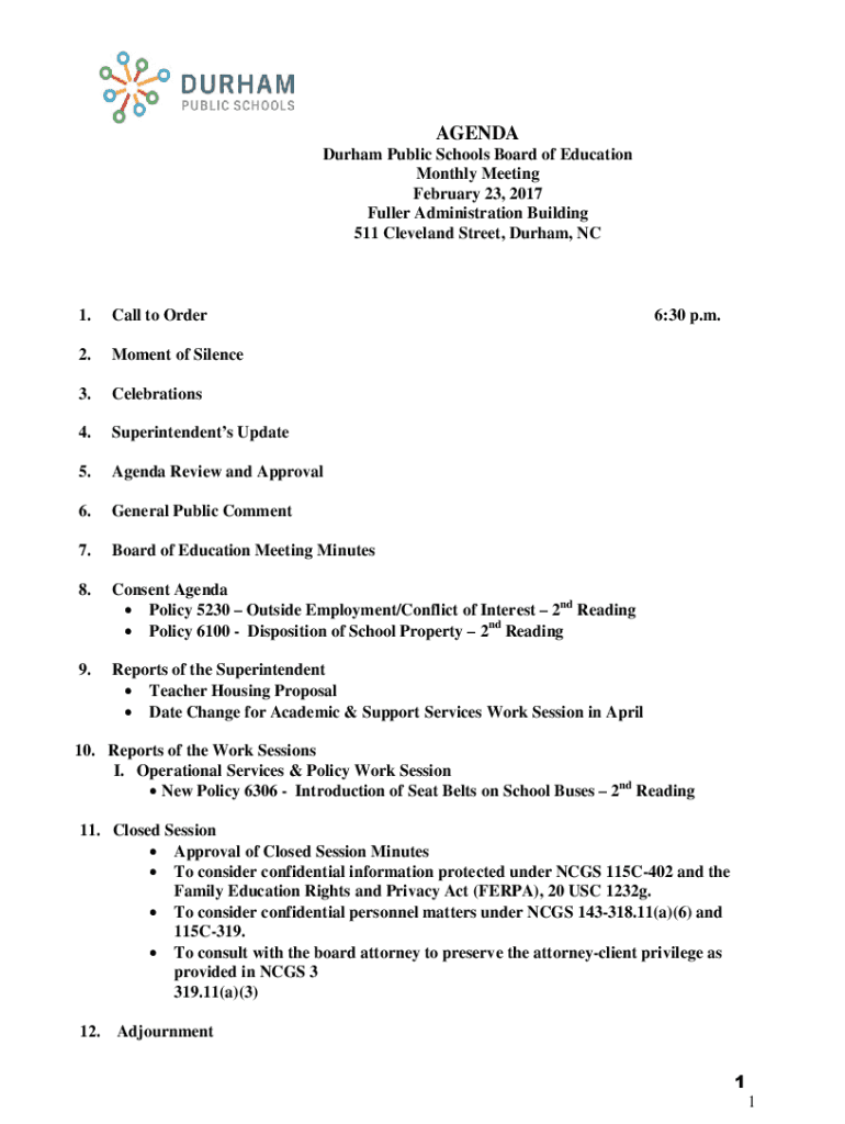 Fillable Online Durham Public Schools - Board Members Fax Email Print - pdfFiller