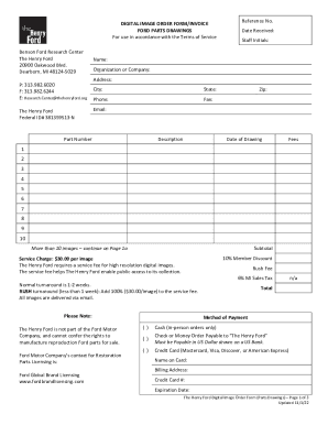 Fillable Online DIGITAL IMAGE ORDER FORM/INVOICE FORD PARTS ... Fax ...