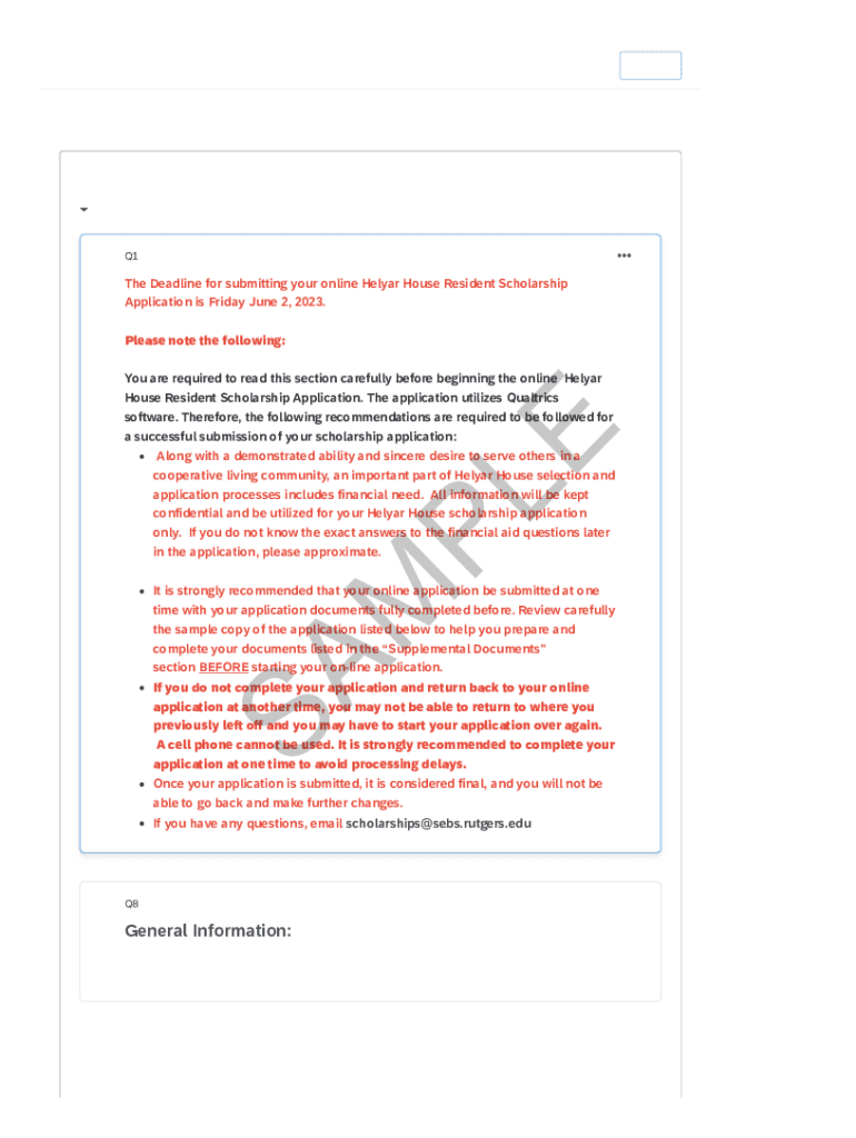 Fillable Online sebs rutgers 2023-24 Helyar House Sample Application ...