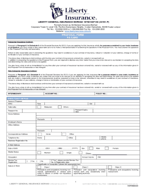Fillable Online Private Car and Two Wheeler Liability Only Proposal ...