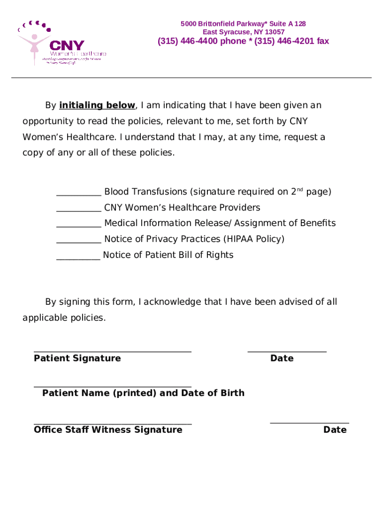 By initialing below, I am indicating that I have been given an ...