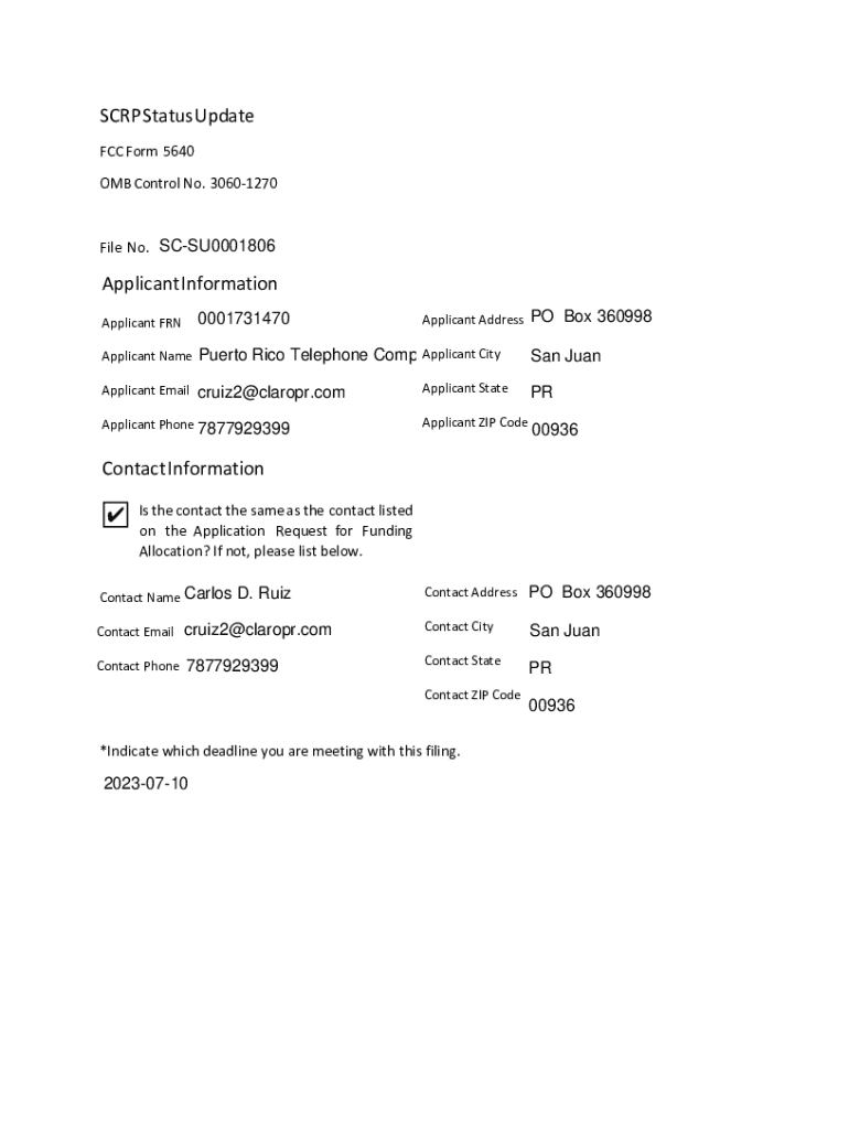 Fillable Online Puerto Rico Telephone Company, Inc. Files Supplement to ...