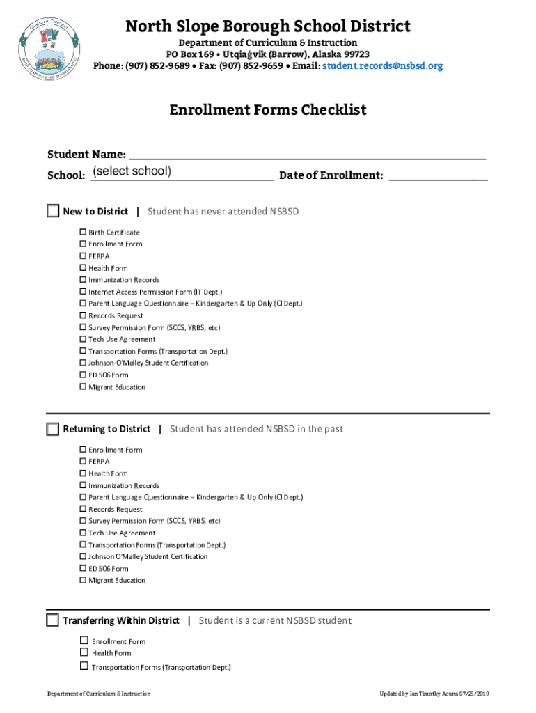 Fillable Online North Slope Borough School District Curriculum ...