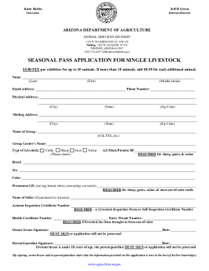 Fillable Online Arizona Department of Agriculture Livestock Inspection ...