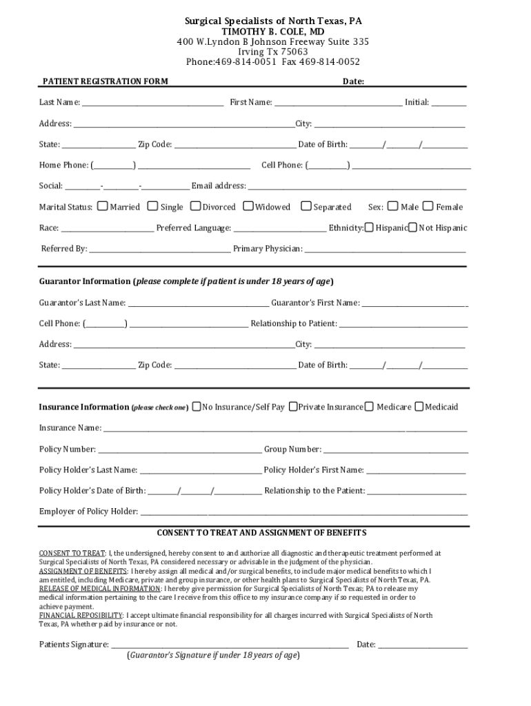 Fillable Online Surgical Specialists of North Texas, PA TIMOTHY B. COLE, ... Fax Email Print ...