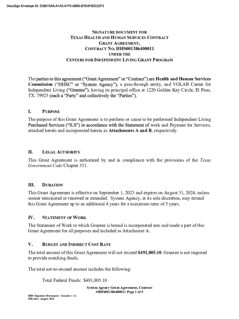 Fillable Online GRANT AGREEMENT, Fax Email Print - pdfFiller