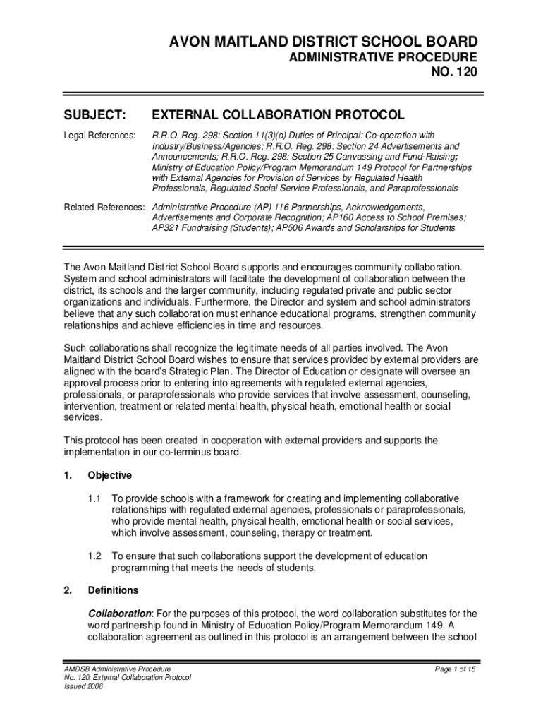 Fillable Online Administrative Procedure 475: Role of the School ...