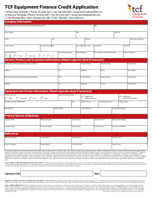 Fillable Online Get Tcf Equipment Finance Credit Application Form Fax ...