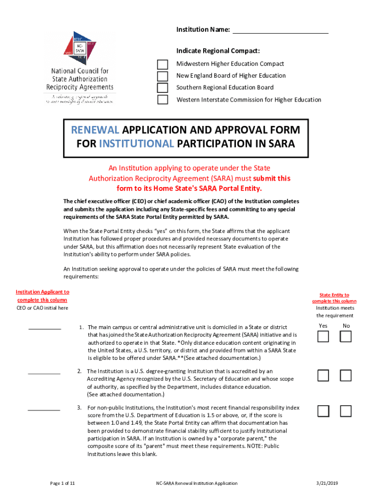 Fillable Online Renewal Application and Approval Form for Institutional ...