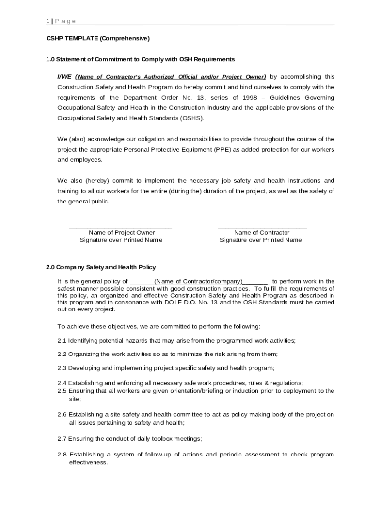 Cshp Template - Fill Online, Printable, , Blank Doc Template | pdfFiller