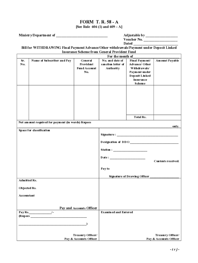 Fillable Online FORM T.R 58-A (See Rule 606 (1) and 609-A) Adjustable ...