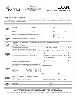 Fillable Online Mtm level of need form: Fill out & sign online Fax ...