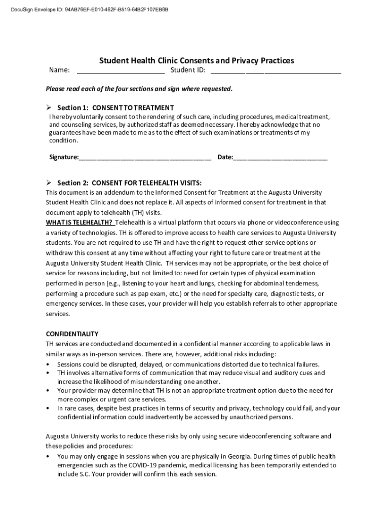 Fillable Online Consent Forms for Student Health Services Fax Email Print - pdfFiller