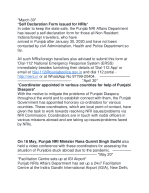 Fillable Online *March 30* *Self Declaration Form issued for NRIs* In ...