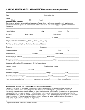 Fillable Online Patient Forms Madison AL, Whatley Endodontics Fax Email ...