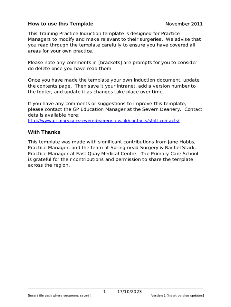 General Practice GP's Induction Template - primarycare severndeanery ...