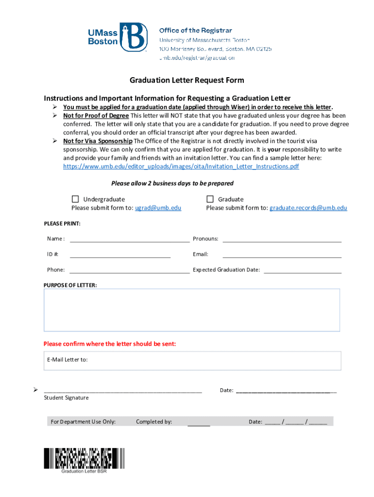 Fillable Online Graduation Letter Request Form Fax Email Print - pdfFiller
