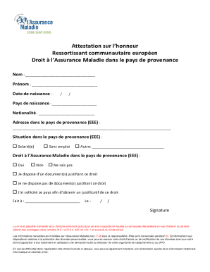 Remplissable En Ligne declaration sur l'honneur de ressources pour un ... Faxer Email Imprimer ...