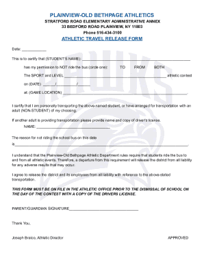 Fillable Online Travel Release Form (Original) Fax Email Print - pdfFiller