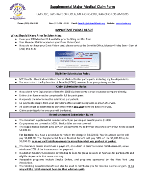 Fillable Online Supplemental Major Medical Claim Form Fax Email Print ...