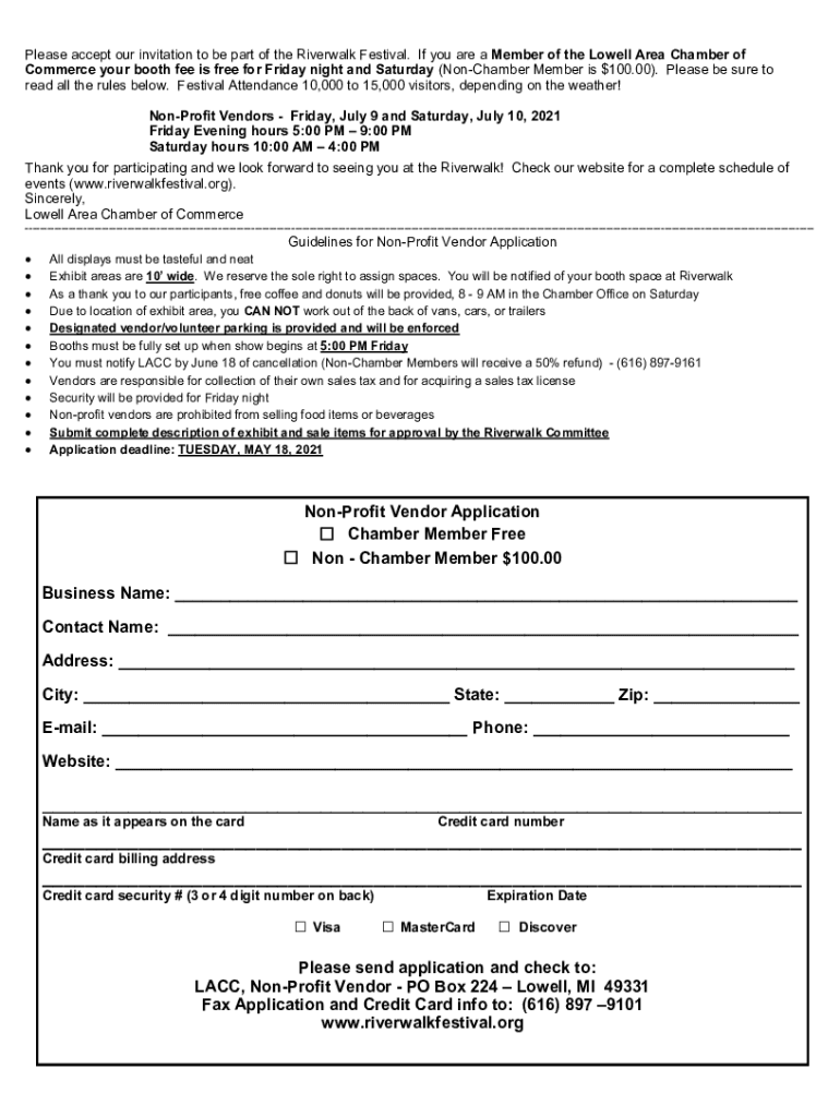 Fillable Online Please accept our invitation to be part of the Riverwalk Festival Fax Email ...