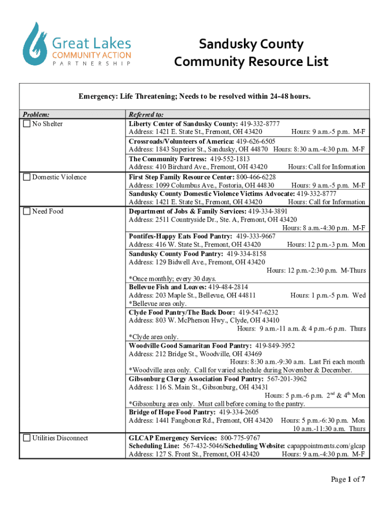 Fillable Online Homeless Shelter - Liberty Center Of Sandusky County ...