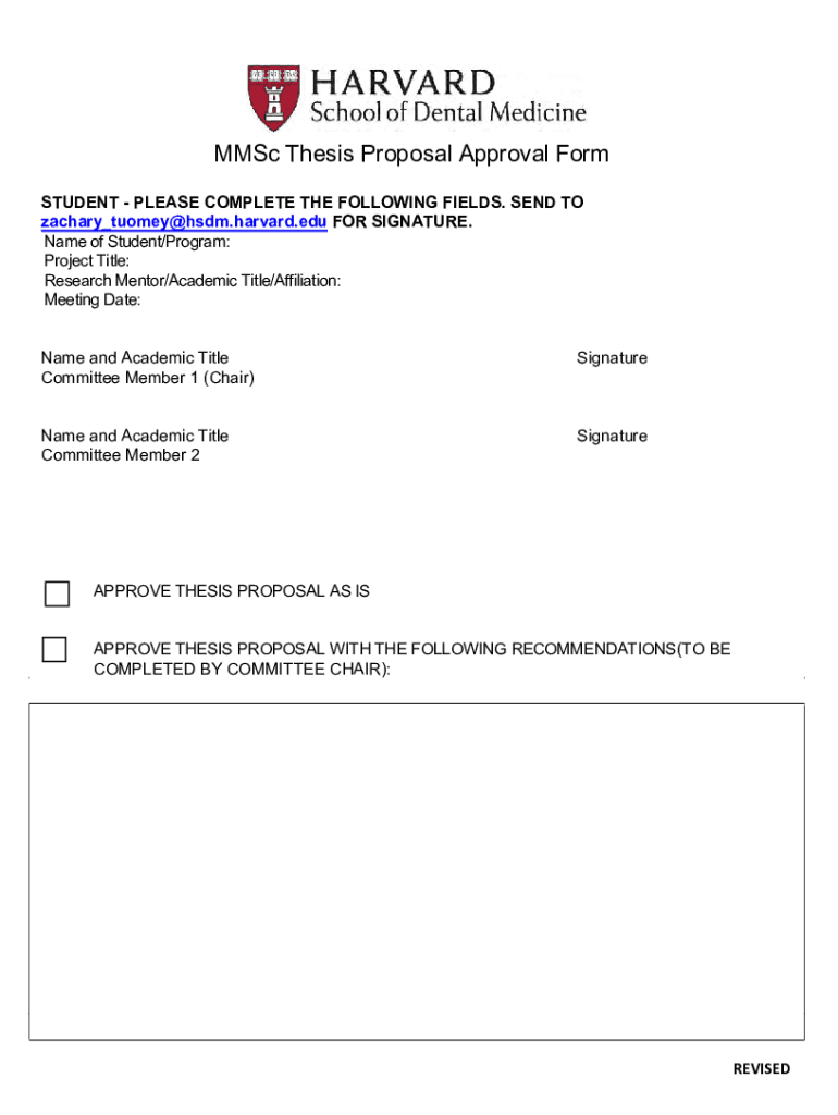 Fillable Online hsdm harvard MMSc Thesis Proposal Approval Form Fax Email Print - pdfFiller