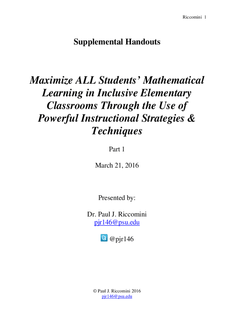 Fillable Online Dr. Paul J. Riccomini - College of Education at Penn ...