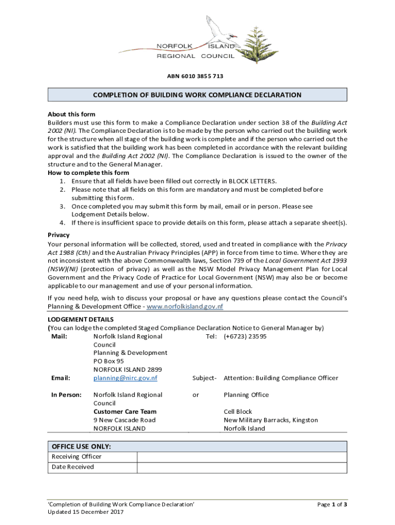 Fillable Online Compliance Declaration Form - Fill Online, Printable ...