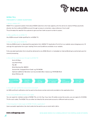 Fillable Online NCBA TILL FAQ form Fax Email Print - pdfFiller
