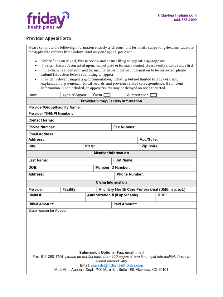 Fillable Online Appeal/Grievance (Complaint) Request Form Fax Email ...