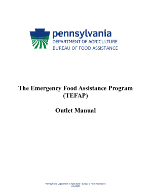 Fillable Online The Emergency Food Assistance Program (TEFAP) Outlet ...
