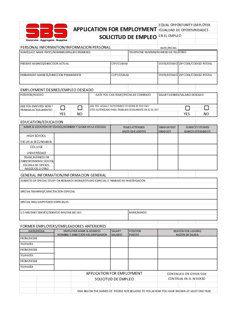 Solicitud De Empleo Pdf - El formulario se puede rellenar en línea ...