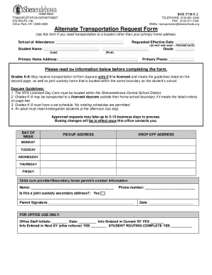 Fillable Online Alternate transportation request form. Page 2 Fax Email Print - pdfFiller