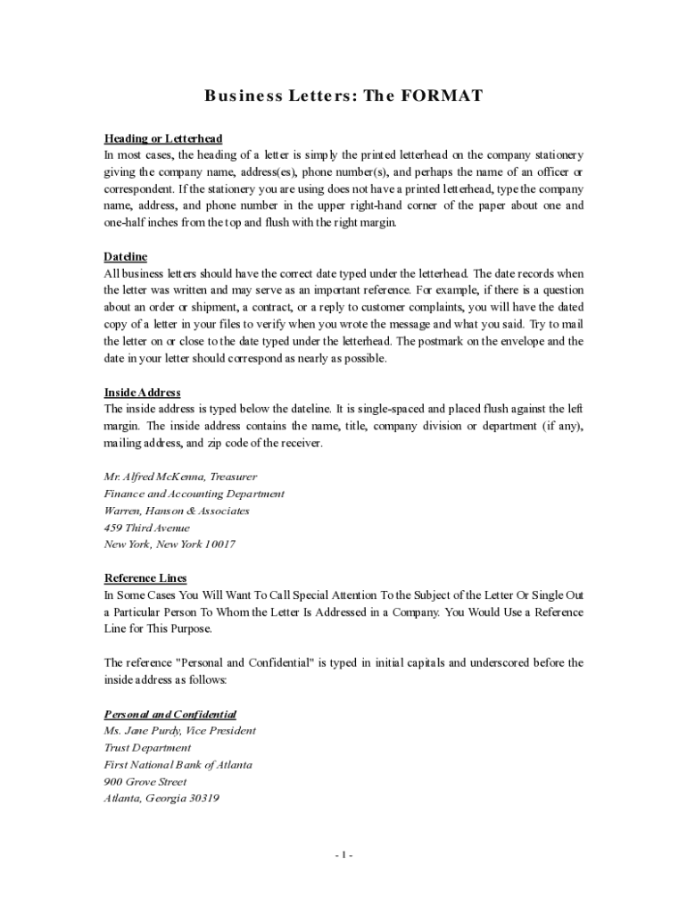 Fillable Online Explain different parts of a business letter ...