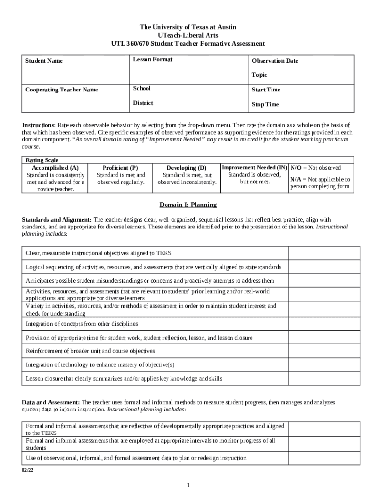 UTL 360/670 Observation Doc Template | pdfFiller