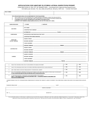 Fillable Online Sewer Lateral Permit Application Form Fax Email Print ...